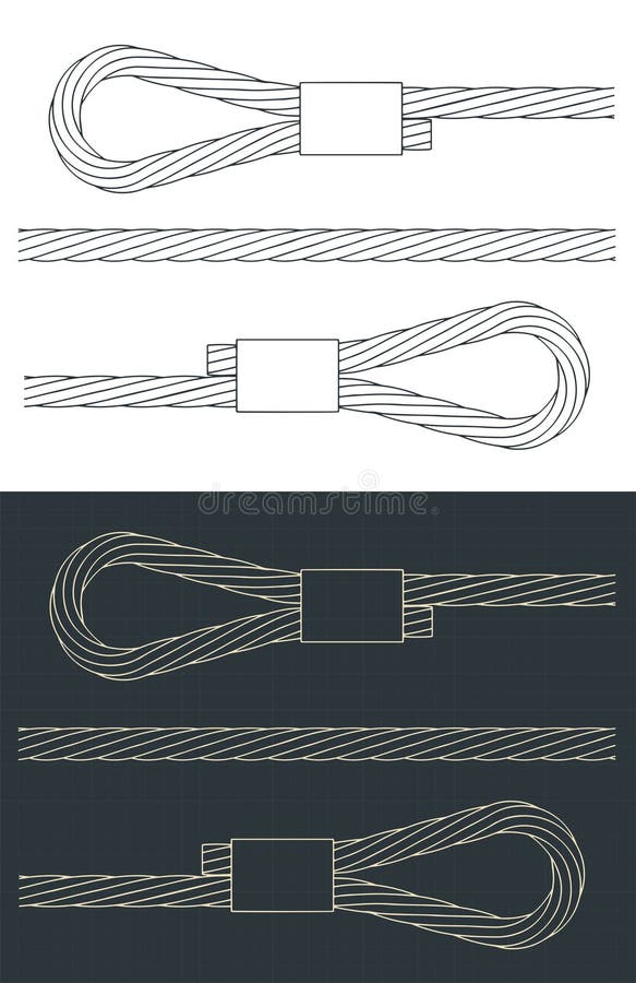Steel Cable with Loop Blueprints Stock Vector - Illustration of rope ...
