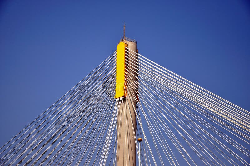 Steel Cable on Pole of Bridge Stock Photo - Image of bridge, steel ...