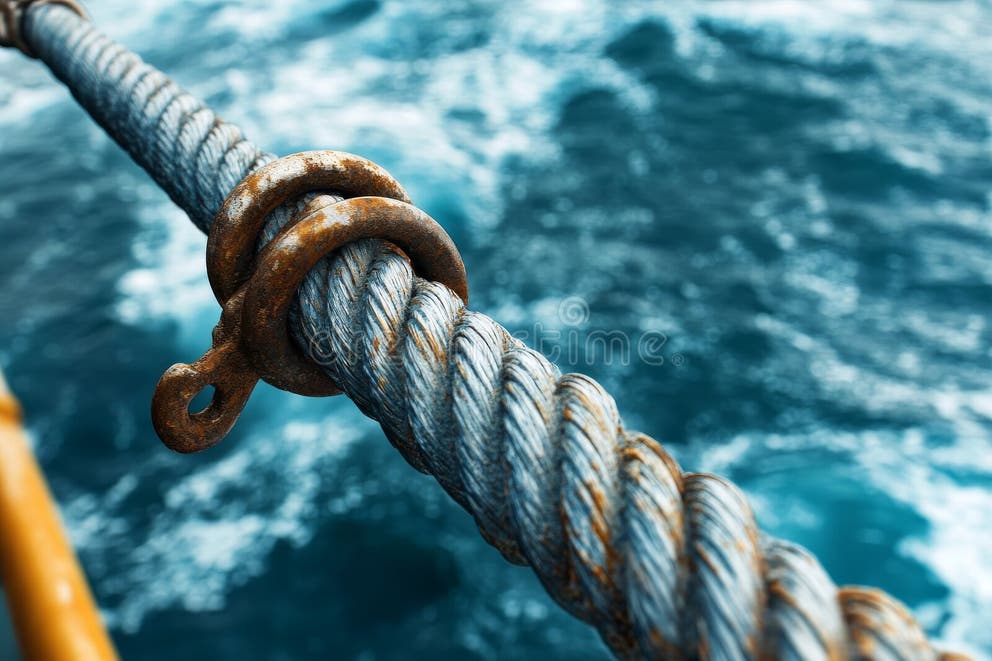 A Steel Cable on a Ship. Generative AI. Stock Illustration ...