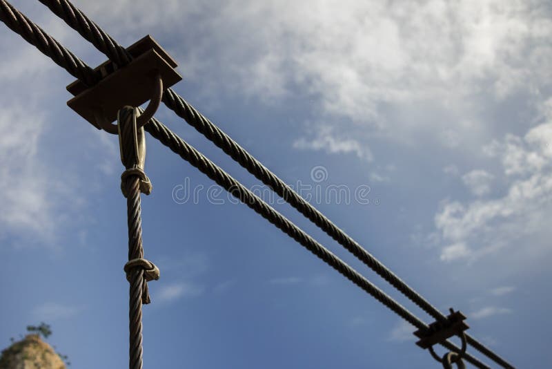 Steel Cable Structure , Blue Sky Background Stock Photo - Image of ...