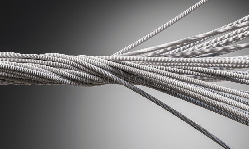 Steel Cable Unraveling, Exposing Individual Strands on Gradient ...