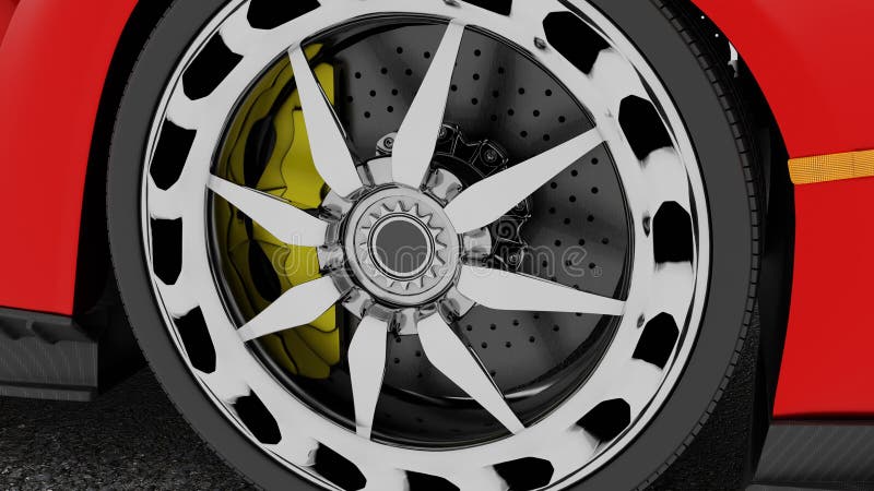 Steel Car Disc on Wheel, Disc Brakes. Cast Disc of Car Stock ...