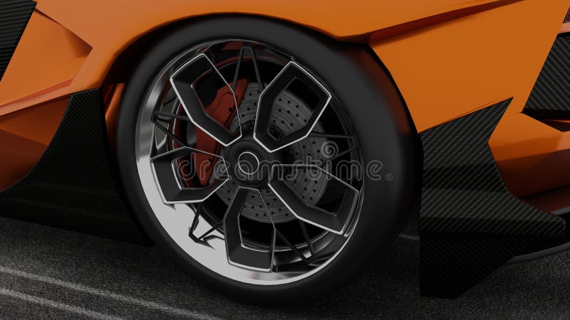 Steel Car Disc on Wheel, Disc Brakes. Cast Disc of Car Stock ...