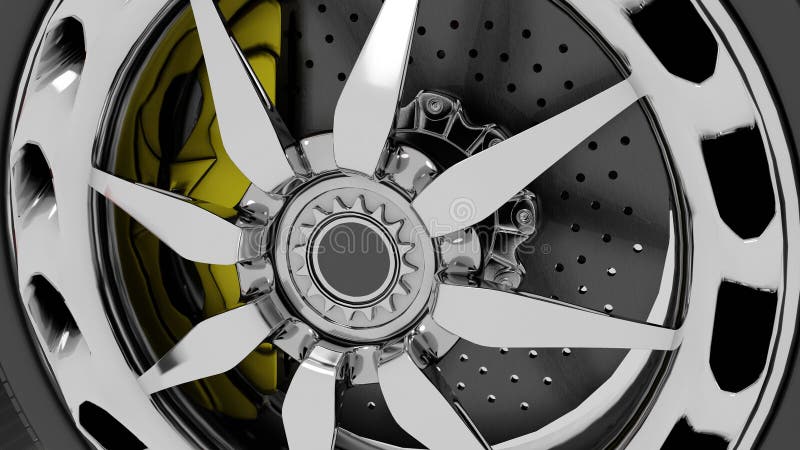 Steel Car Disc on Wheel, Disc Brakes. Cast Disc of Car Stock ...