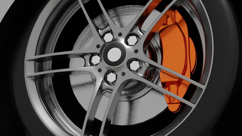 Steel Car Disc on Wheel, Disc Brakes. Cast Disc of Car Stock ...