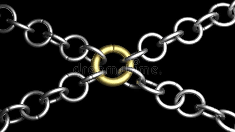 Steel Chain Around the Golden Ring Stock Illustration - Illustration of ...