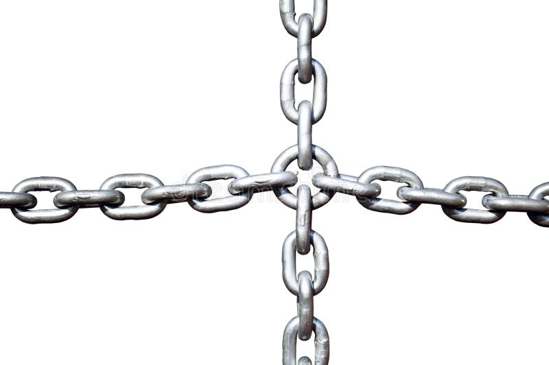Steel Chain Cross Lock Isolated on White Stock Image - Image of ...