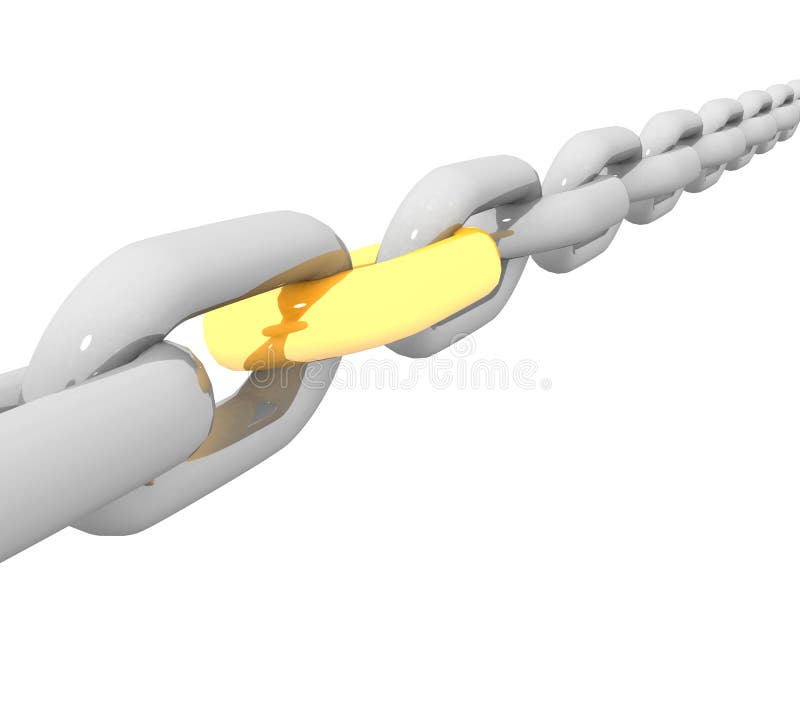 Steel Chain with a Gold Link Stock Illustration - Illustration of chain ...