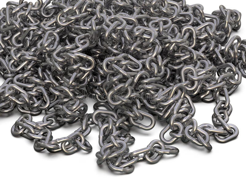 Steel Chain Isolated on White Background. 3D Illustration Stock ...