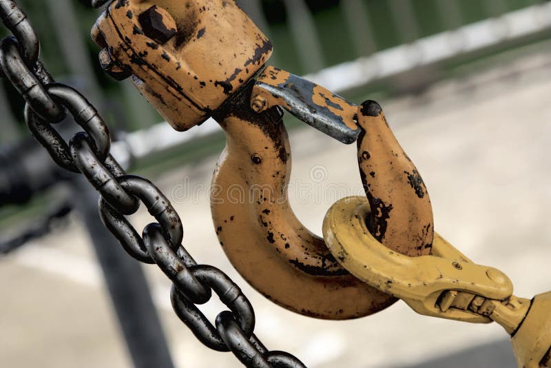 Steel Chain and Large Industrial Hook Stock Photo - Image of safety ...