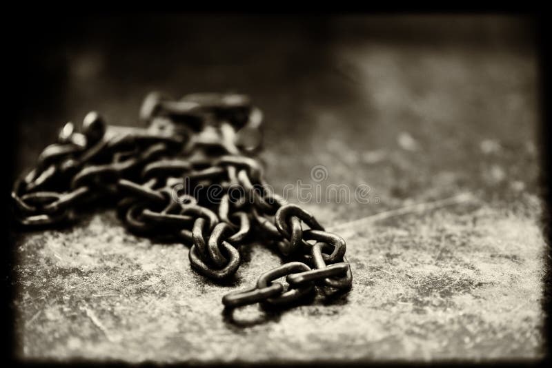 Steel Chain Mounted with Black Stain. Stock Image - Image of element ...