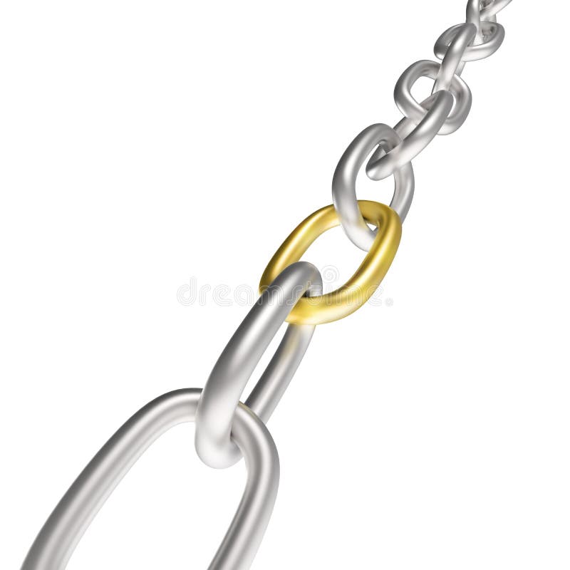 Steel Chain with One Gold Link Concept Image. Stock Illustration ...