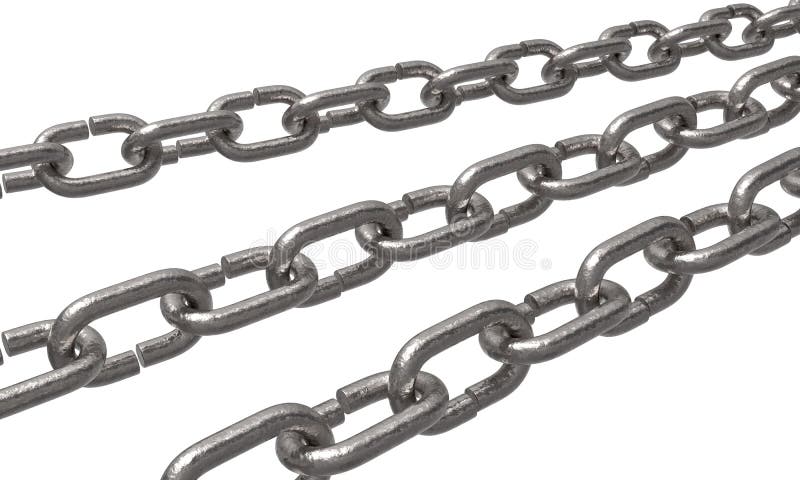 Steel Chains Close-up. Isolated on White Stock Illustration ...