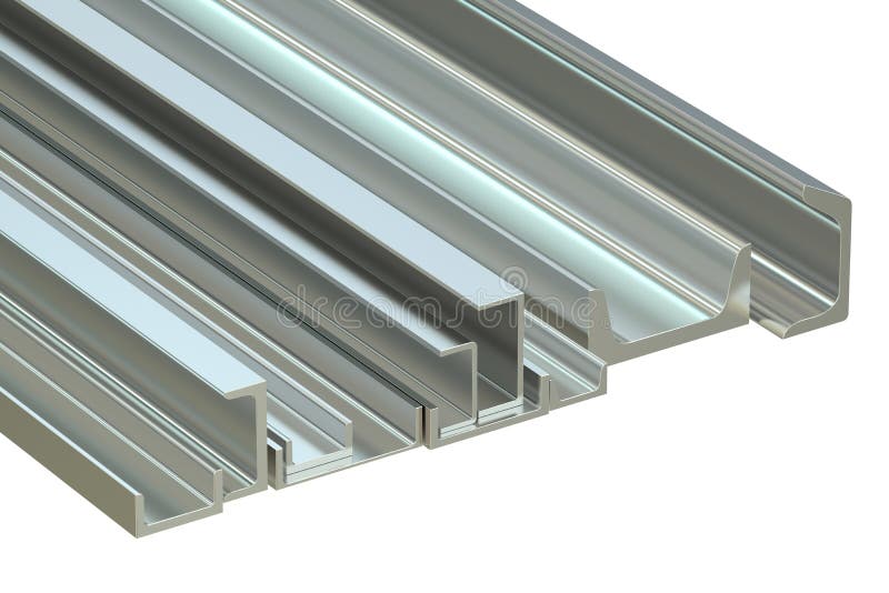 Steel Channels, 3D Rendering Stock Illustration - Illustration of shiny ...