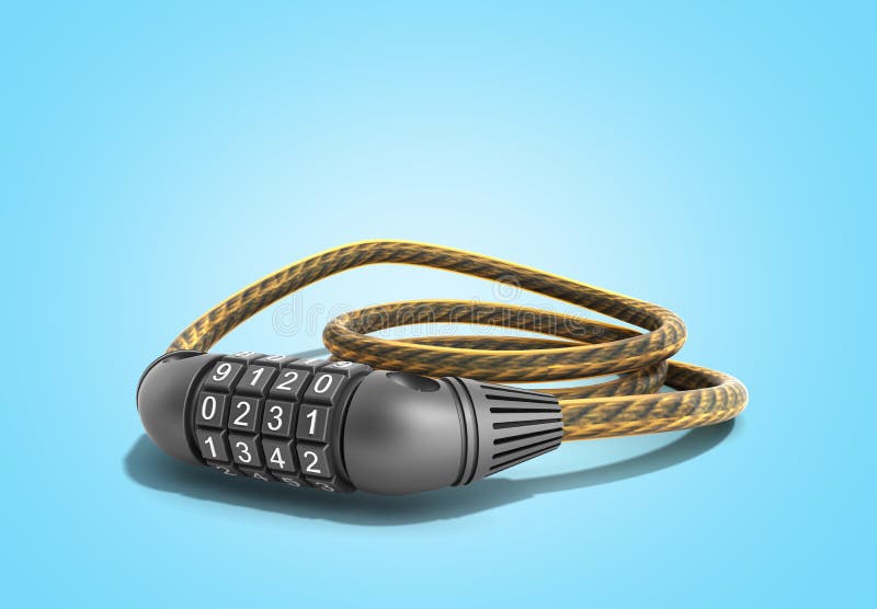 Steel Clasic Bicycle Lock 3d Render on Blue Gradient Stock Illustration ...