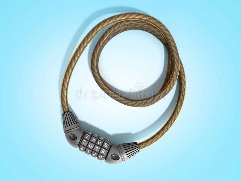 Steel Clasic Bicycle Lock 3d Render on Blue Gradient Stock Illustration ...