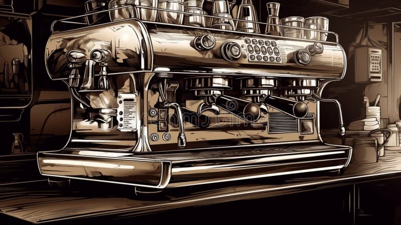 Steel Coffee Machine. AI Generated Stock Illustration - Illustration of ...