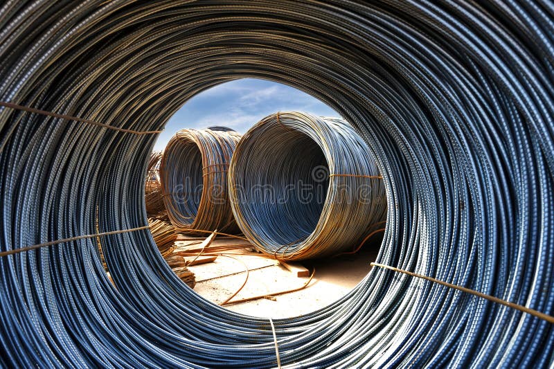 Steel Coils on Construction Sites Stock Photo - Image of fittings ...