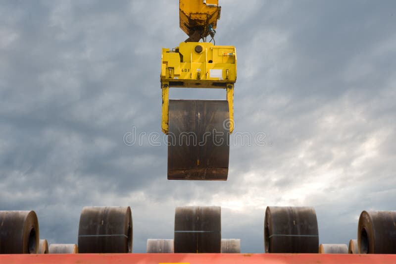 Steel Coils Handling stock photo. Image of wrapped, outdoor - 12645830