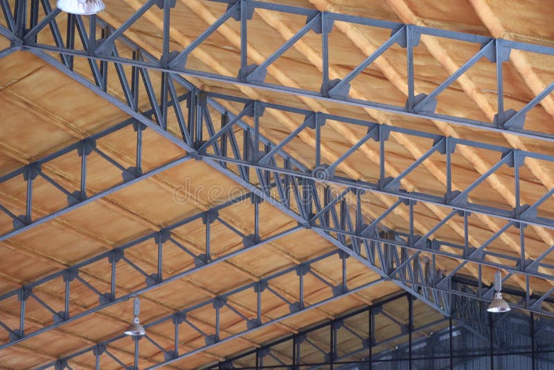 Steel Column Structure Roof Building Strong Industrial Background Image ...