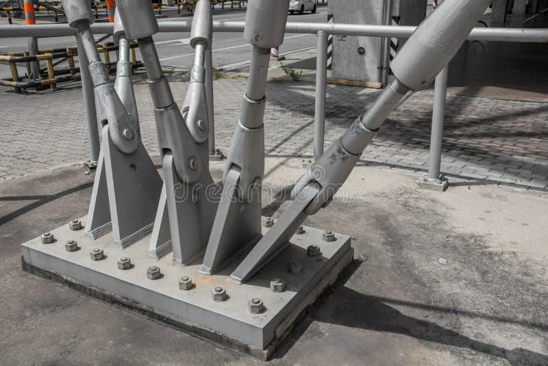 Steel Column Support with Bolts and Nuts. Stock Image - Image of ...
