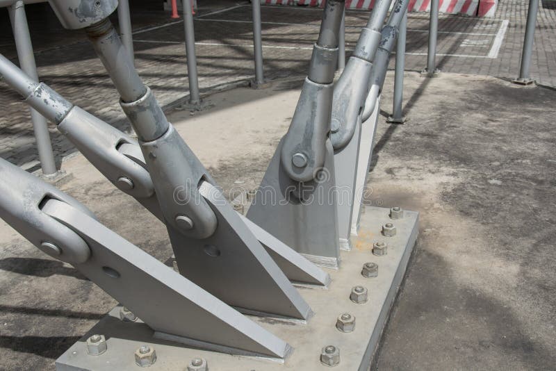 Steel Column Support with Bolts and Nuts. Stock Photo - Image of pillar ...