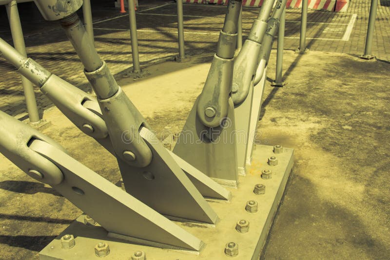 Steel Column Support with Bolts and Nuts. Stock Photo - Image of ...