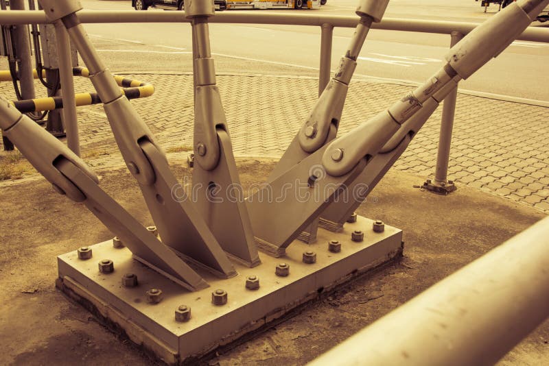 Steel Column Support with Bolts and Nuts. Stock Photo - Image of silver ...