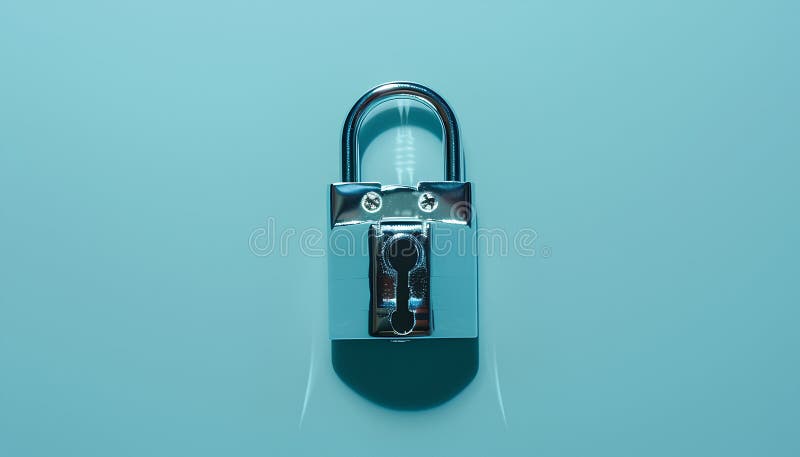 Steel Combination Padlock on Light Blue Background, Top View Stock ...