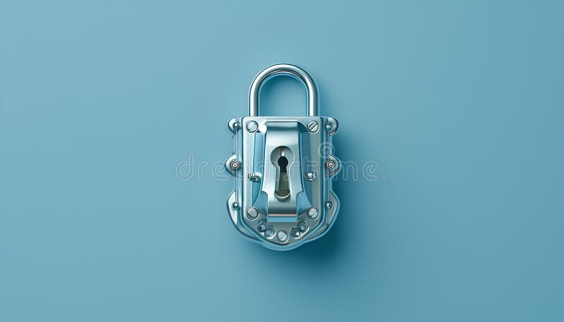 Steel Combination Padlock on Light Blue Background, Top View Stock ...