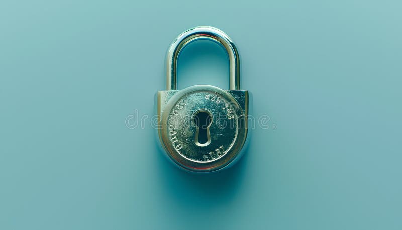 Steel Combination Padlock on Light Blue Background, Top View Stock ...