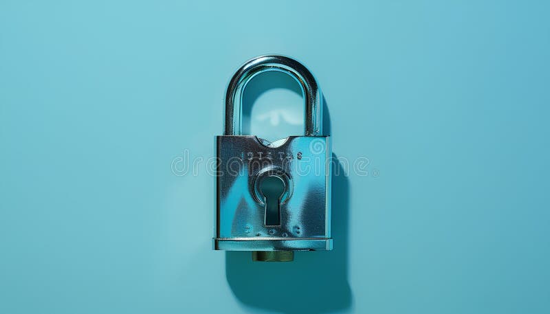 Steel Combination Padlock on Light Blue Background, Top View Stock ...