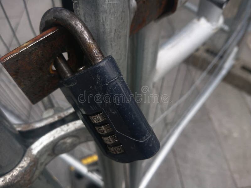 Steel combination padlock stock image. Image of background - 255376033