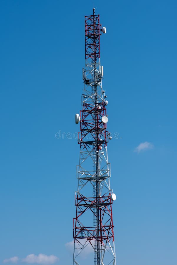 Sky Blue Broadcasting Tower Stock Photo - Image of telecommunications ...
