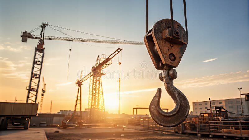 Steel Construction Action at Sunrise Industrial Site Work Environment ...