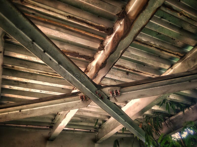 Steel Construction at the Base of the Bridge Stock Image - Image of ...