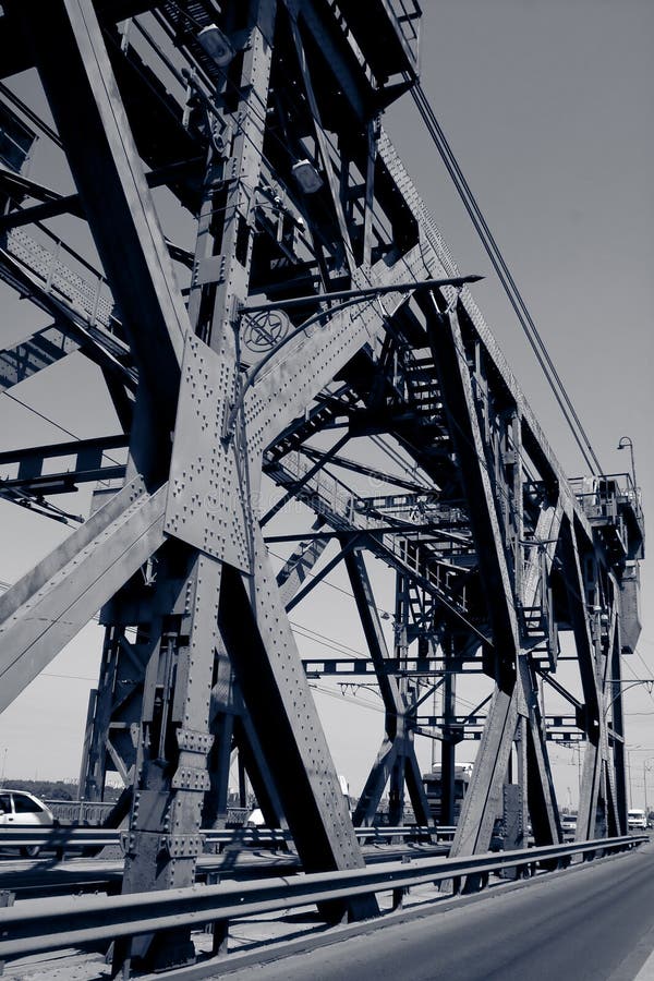 Steel Construction of Bridge Stock Photo - Image of shore, engineering ...