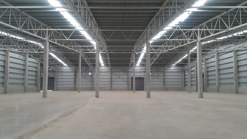 Steel Construction Factory Building Indoor Stock Photo - Image of empty ...