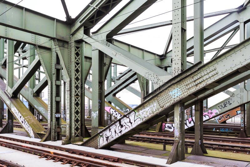 Steel Construction of a Railway Bridge Stock Photo - Image of ...