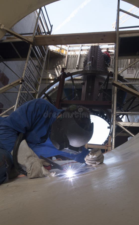 Steel Construction Worker Welding on Construction Site Stock Image ...