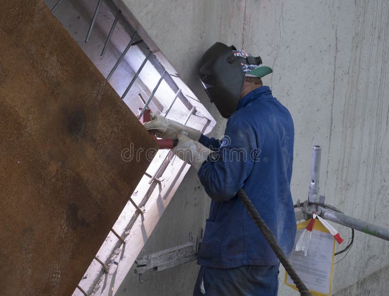 Steel Construction Worker Welding on Construction Site Stock Image ...