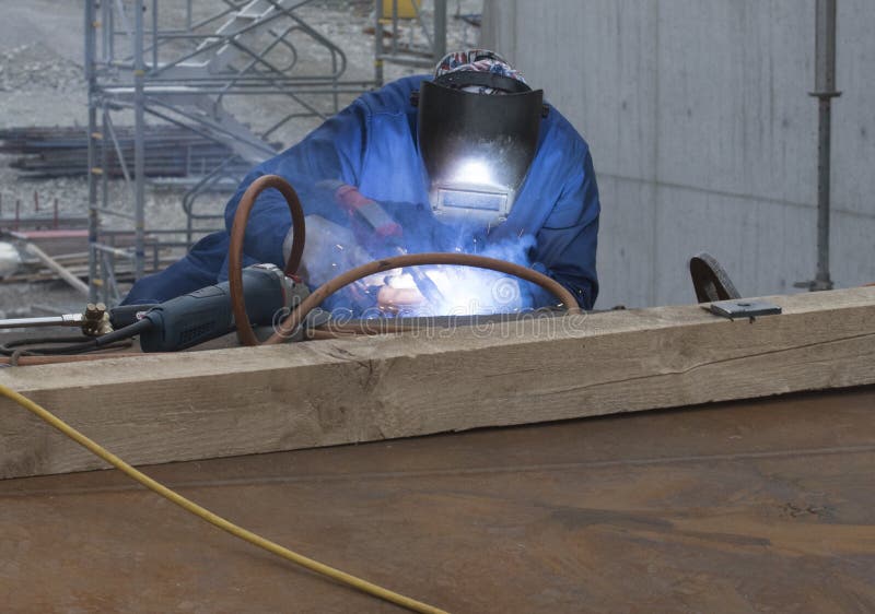 Steel Construction Worker Welding on Construction Site Stock Image ...