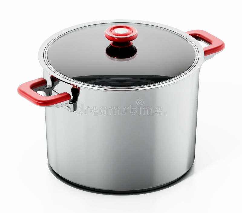 Steel Cooking Pot Isolated on White Background. 3D Illustration Stock ...