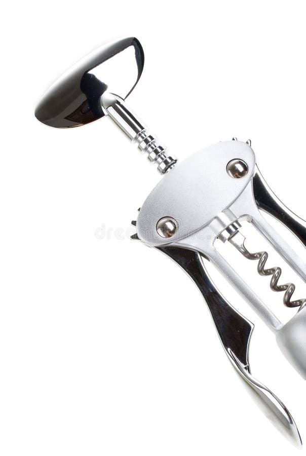 Steel Corkscrew Isolated on White Background Stock Photo - Image of ...