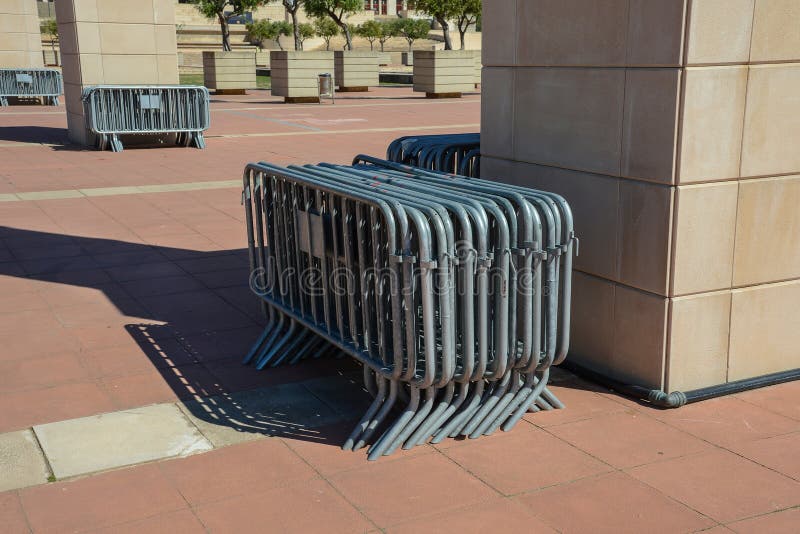 Steel Crowd Safety Barriers Stacked Together Stock Image - Image of ...