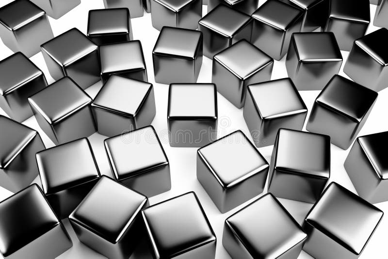 Steel Cube in the Crowd of Scattered Cubes Stock Illustration ...