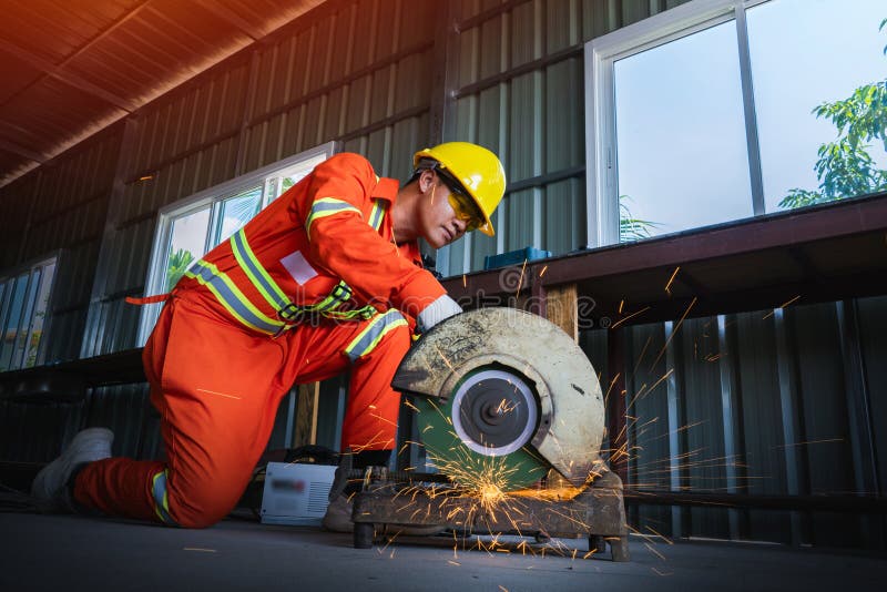 Steel Cutters Who are Skilled in Cutting Steel Machines Stock Image ...