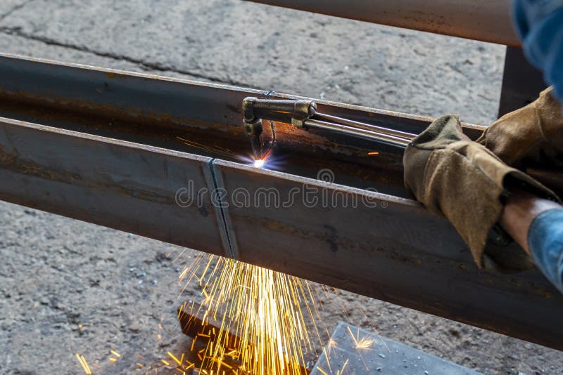 Steel Cutting with Hand Gas Cutting Torches Stock Image - Image of iron ...