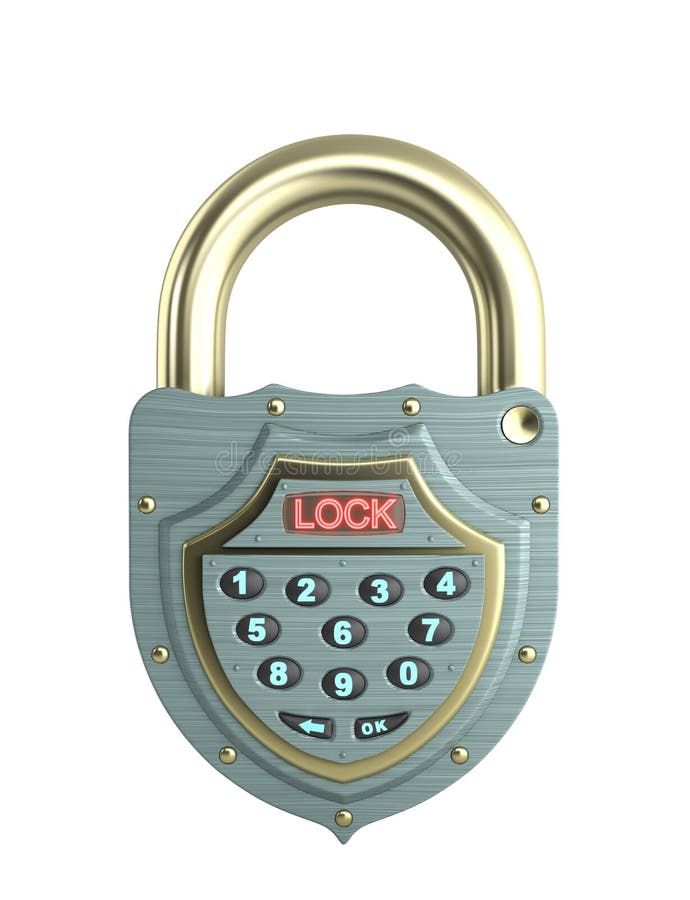 Steel Digital Lock with Dial 3d Render on White No Shadow Stock ...