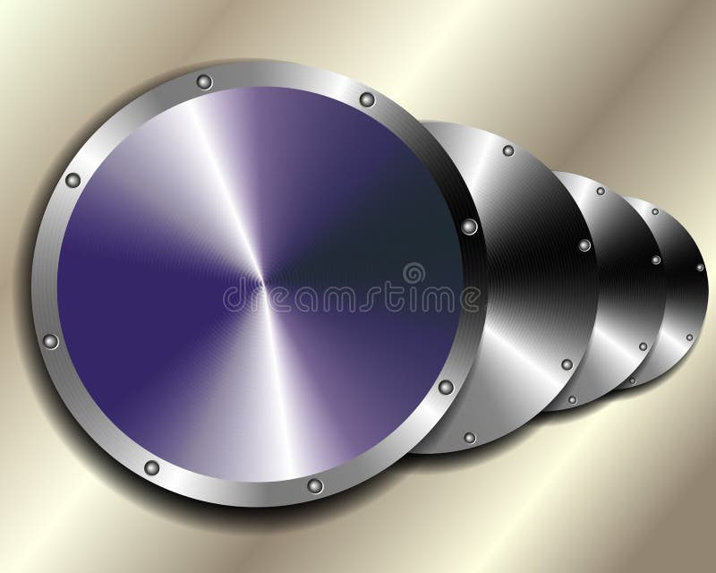 Steel Discs on a Metal Background Stock Illustration - Illustration of ...